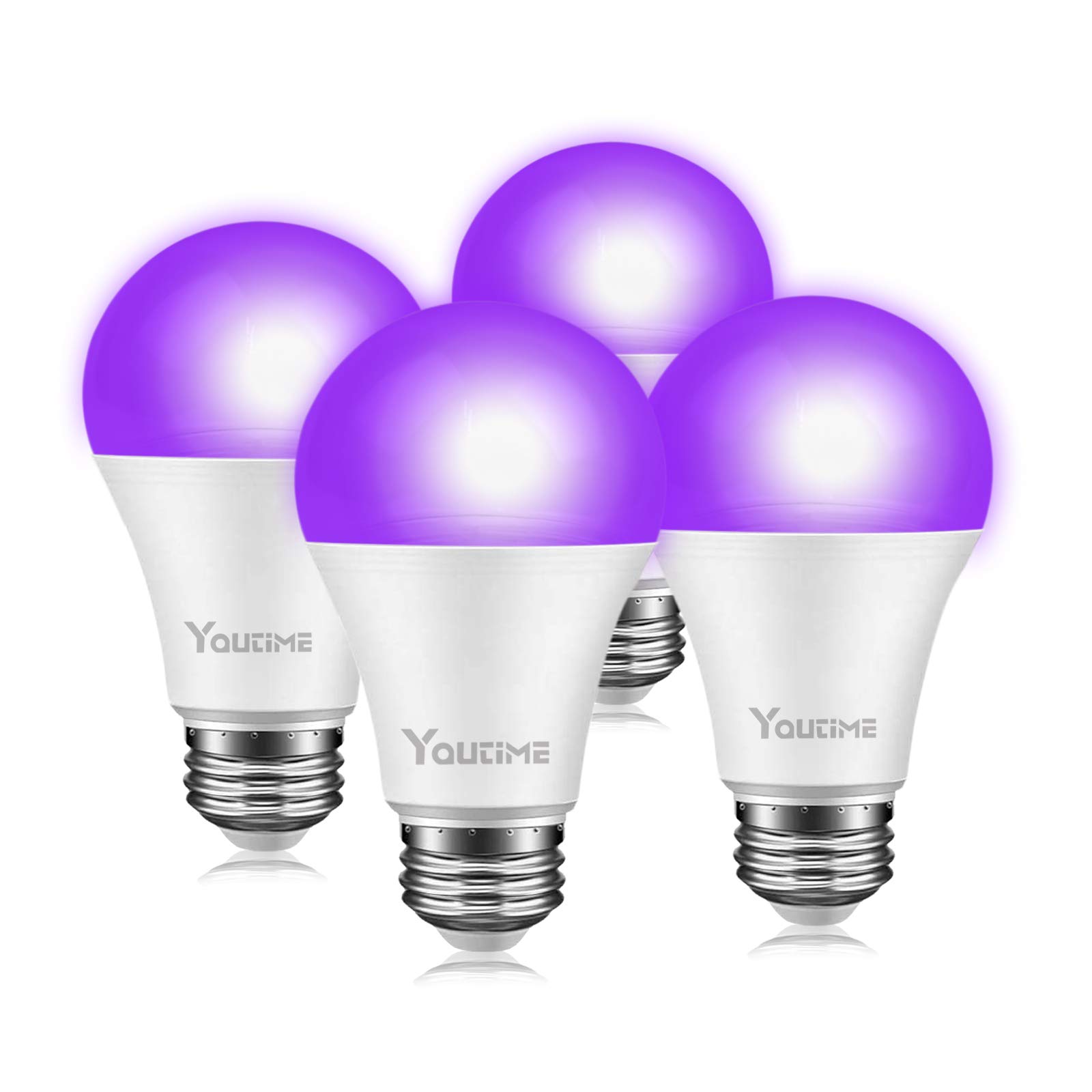 Black Lights Bulbs, 9W A19 E26 Bulb,UVA Level 380-400nm,UV LED Bulbs for Black Light Party Birthday Wedding Christmas Body Paint, Fluorescent Poster, Neon Glow (4pack)