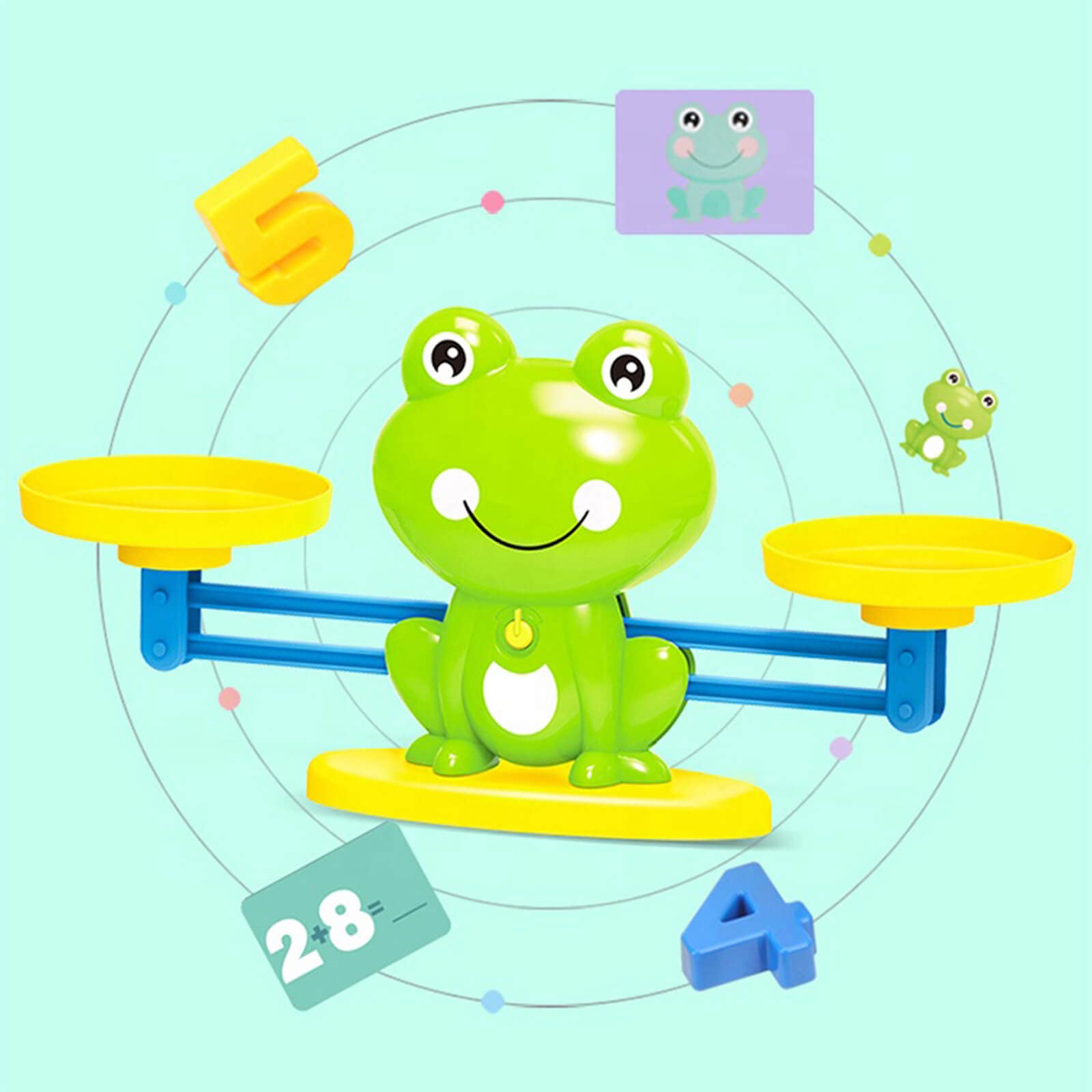 Vatunu Learning Math Game, STEM Montessori Counting Toys with Frog Learning Card, Fun Children's Gift Learning Balance Skill Educational Number Toy for Kids Ages 3-5