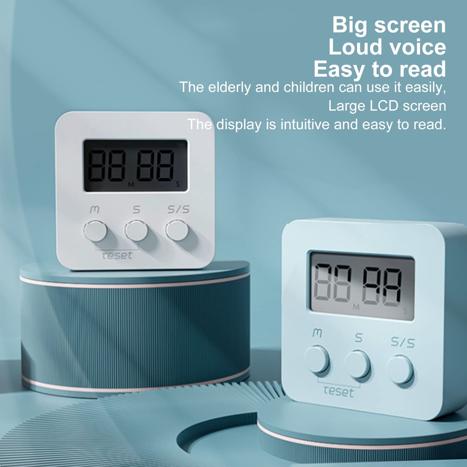 Digital Kitchen Timer, Large Font, Loud Alarm Reminder Pocket Timer for Study, Cooking, Work Out, Gaming, Bathing Blue Single
