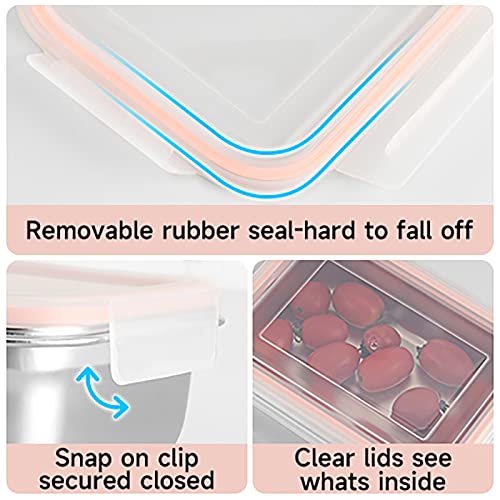 MOZAOUSA Stainless Steel Food Storage Containers with Lids,Leakproof Bento Lunch Box Containers,Airtight Bento Boxes Set of 3 for Adults,Stackable Snack Food Prep Containers for Kitchen & Travel
