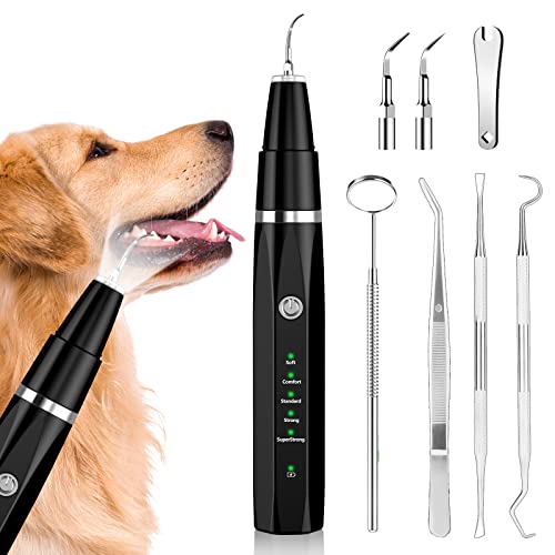 Ni-SHEN Dog Plaque Remover for Teeth,Pet Ultrasonic Tooth Cleaner Toothbrush,Teeth Cleaning Kit -Tartar Remover for Teeth Stains for Dogs and Cats (Black)