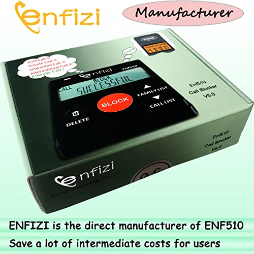 Enf510 Call Blocker for Landline Phones/Answering Machine/Home Cordless Phones, Works with All Analog Telephones, Family Function