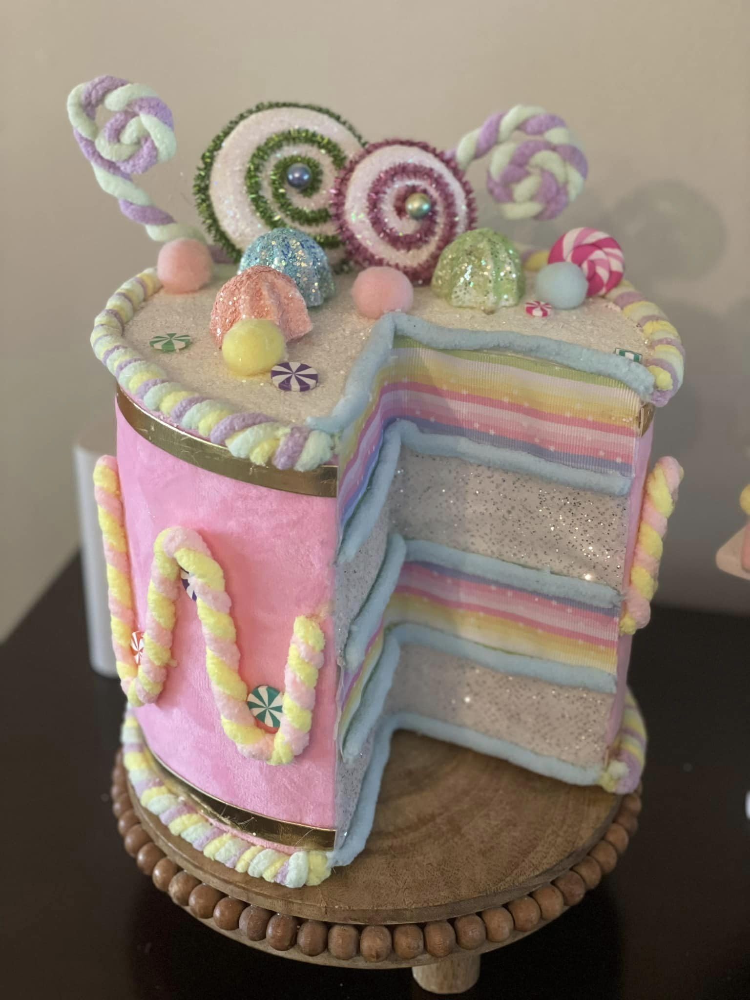 Candy Land FAke Bake Sparkly Large FAux Cake/Tier Tray Decor/Tree Topper/Cake Stand Decor