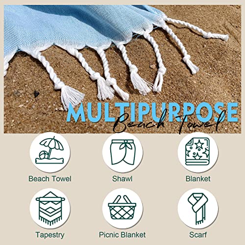 ORTIGIA Turtle Turkish Beach Towel Oversized 36x71INCH Sand Free Quick Dry Towel Extra Large Wearable Bath Towel Highly Absorbent Light Travel Towel for Beach, Bath, Pool, Gym, Yoga(Teal)