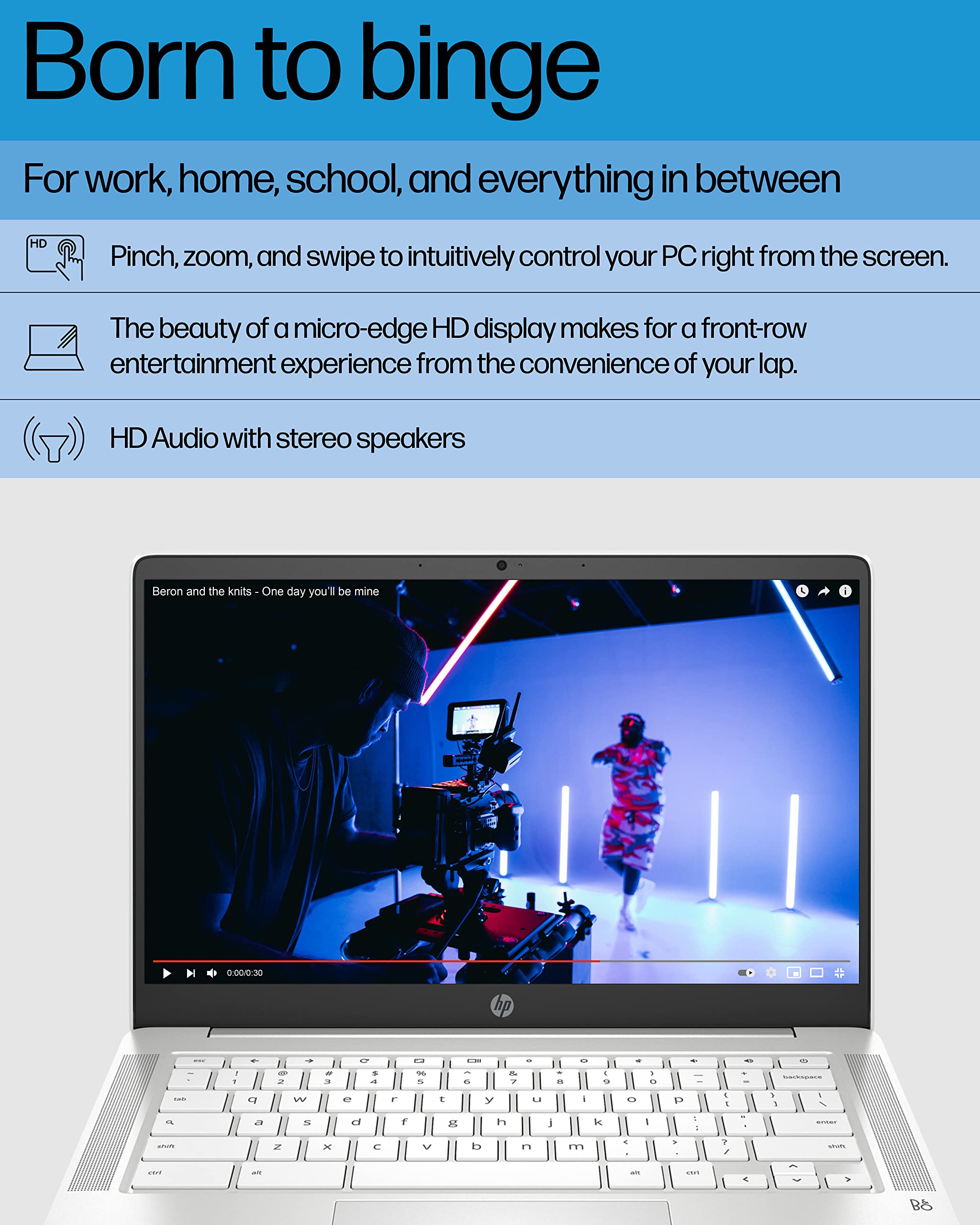 HP Chromebook 14" Laptop, Intel Celeron N4120 Processor, Intel UHD 600 Graphics, 4 GB RAM, 64 GB SSD, Chrome OS (14a-na0240nr, Ceramic White)