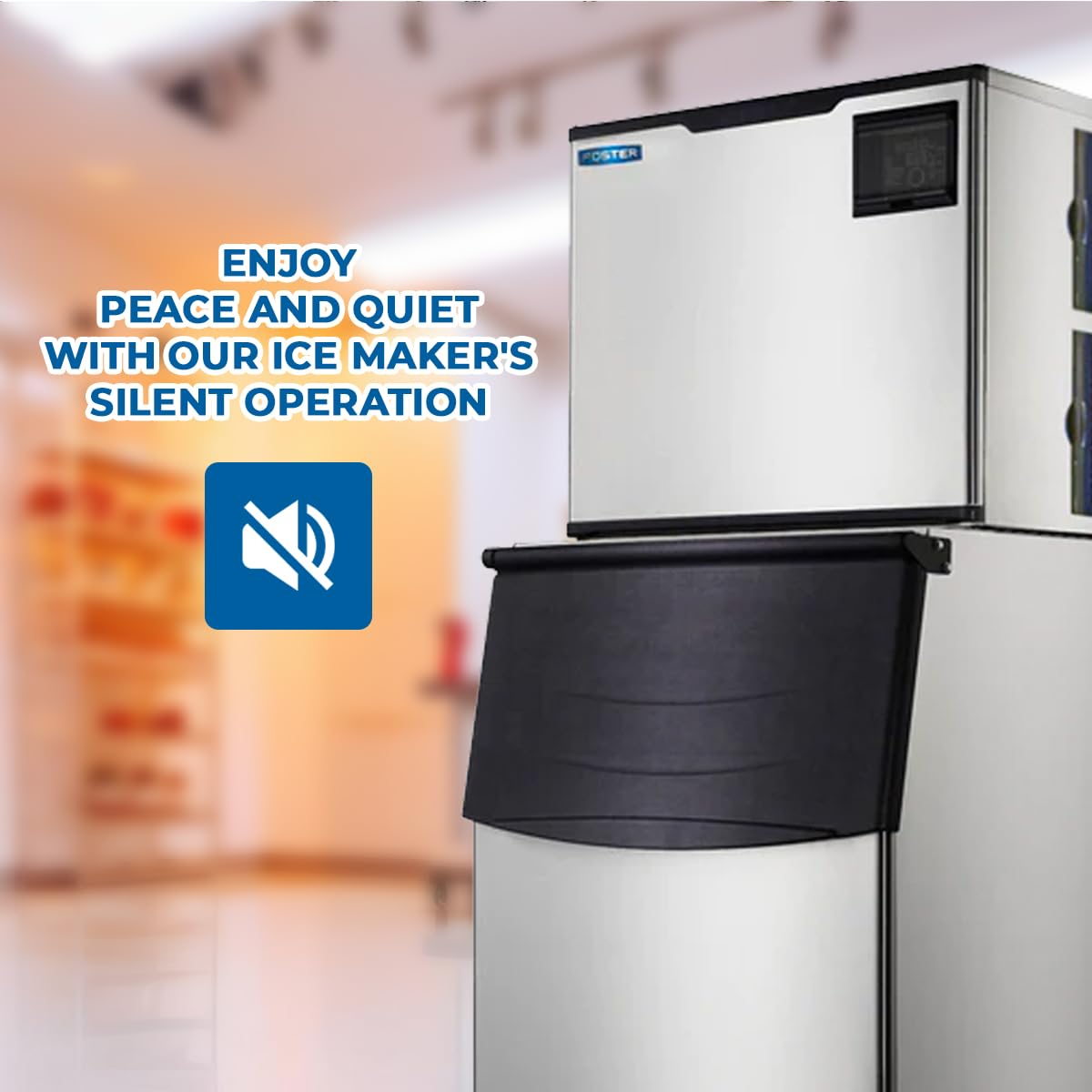 Commercial Ice Maker 500 Pounds Per Day with 375 lbs Storage Bin β Stainless Steel Industrial Modular Ice Half Cube Machine β Quiet Operation β Air Cooling System - by Foster
