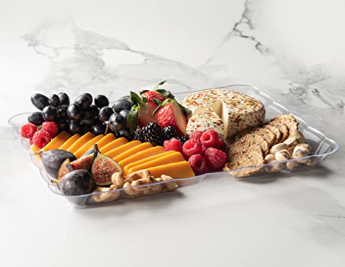 Plastic Serving Trays 9" X 13" Rectangle Serving Platters 4-Pack Clear Party Tray Durable Serving Platter - Disposable Serving Food Tray - Rectangular Cake, Fruit, Cookie Tray - Posh Setting
