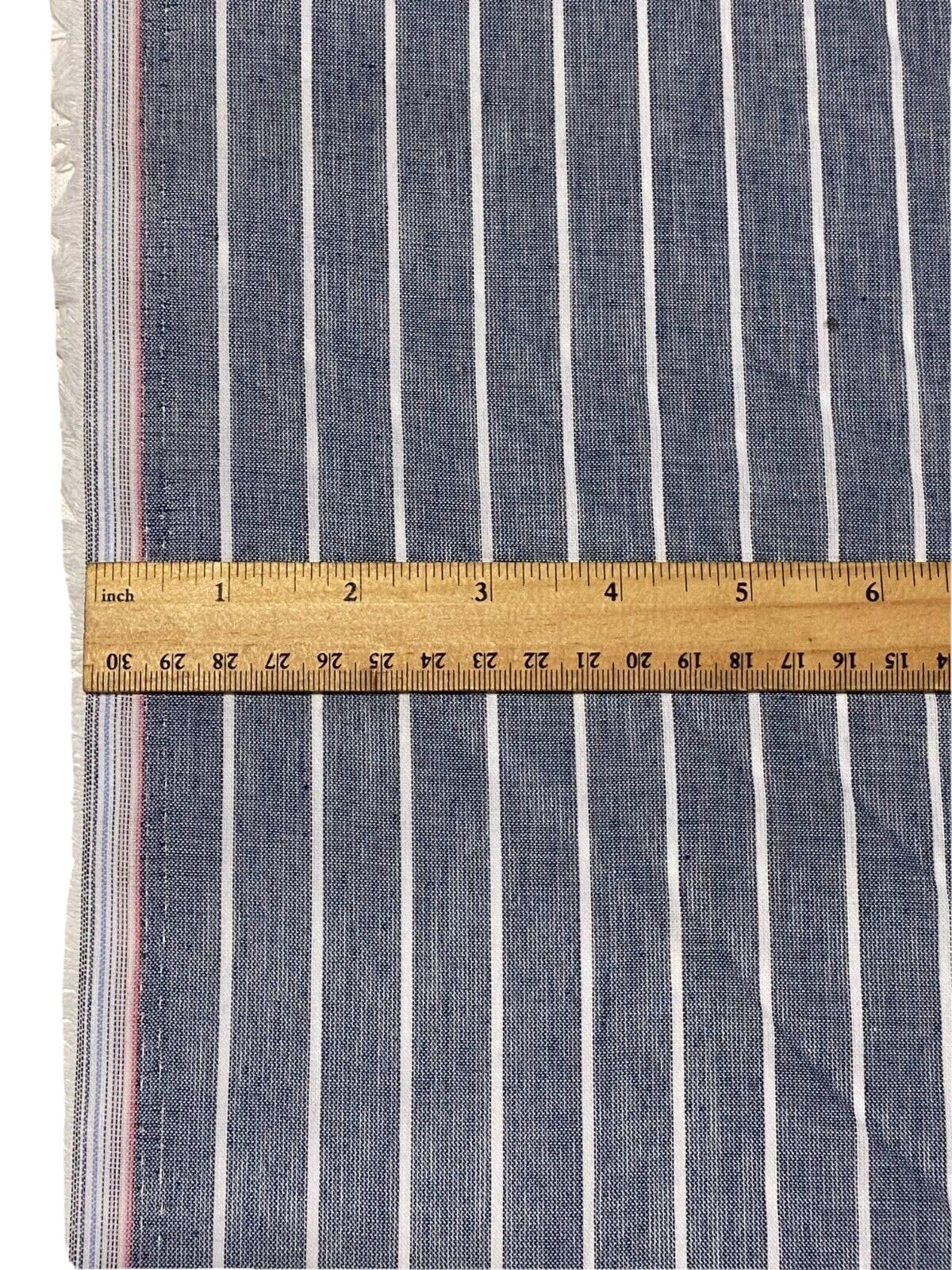Chambray Blue White Stripe 100% Cotton Lawn Apparel Fabric Sheer 56 Inches Wide by The Yard