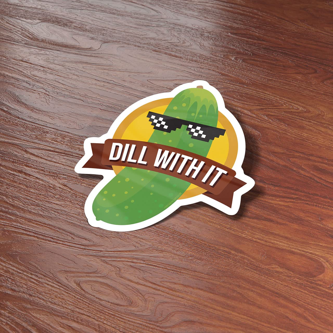 Dill With It Pickle Sticker Funny Stickers for Hydroflask - Cool Quote Decals for Laptop - Sunglasses Deal with It Meme Sticker for Guys