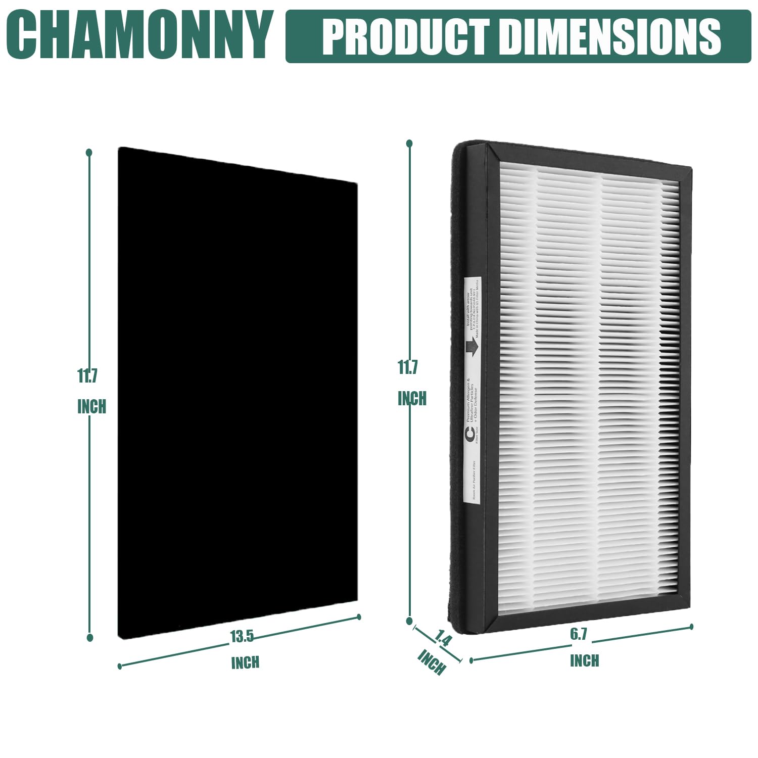 CHAMONNY IAF-H-100C True HEPA Idylis C Replacement Filter Size C, Compatible with Idylis Air Purifiers IAP-10-200, IAP-10-280, 2HEPA Filters + 4 Activated Carbon Pre-filters