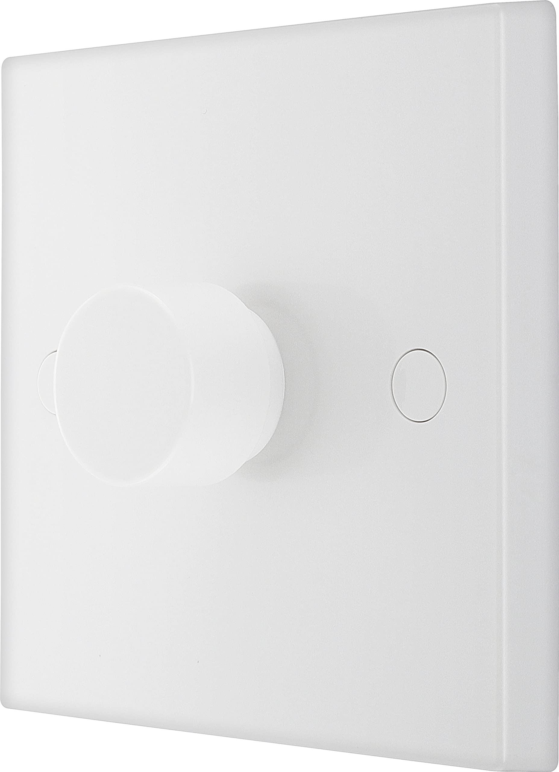 BG Electrical Single Round Push Button Dimmer Light Switch, White Moulded, Square Edge, 2-Way, 400 Watts