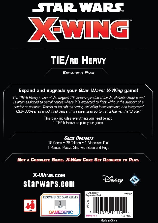 Star Wars X-Wing 2nd Edition Miniatures Game TIE/rb Heavy EXPANSION PACK - Strategy Game for Adults and Kids, Ages 14+, 2 Players, 45 Minute Playtime, Made by Atomic Mass Games