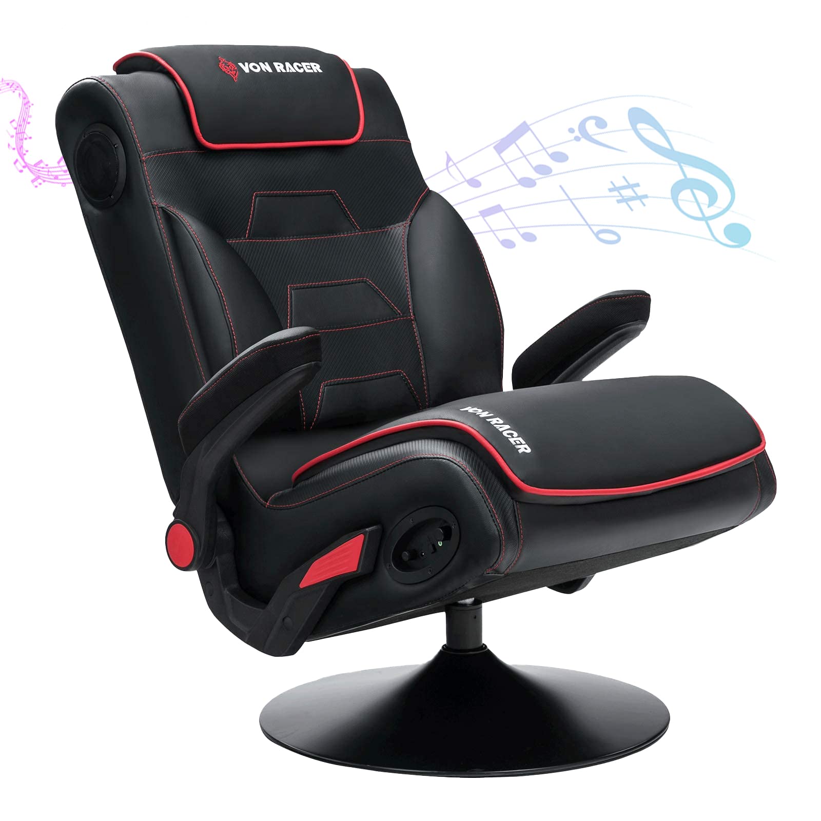 VON RACER Video Game Chair with Speakers, 2.1 Audio Foldable Floor Gaming Chair, Pedestal PC Chair 2 Speakers and 4ā Subwoofer