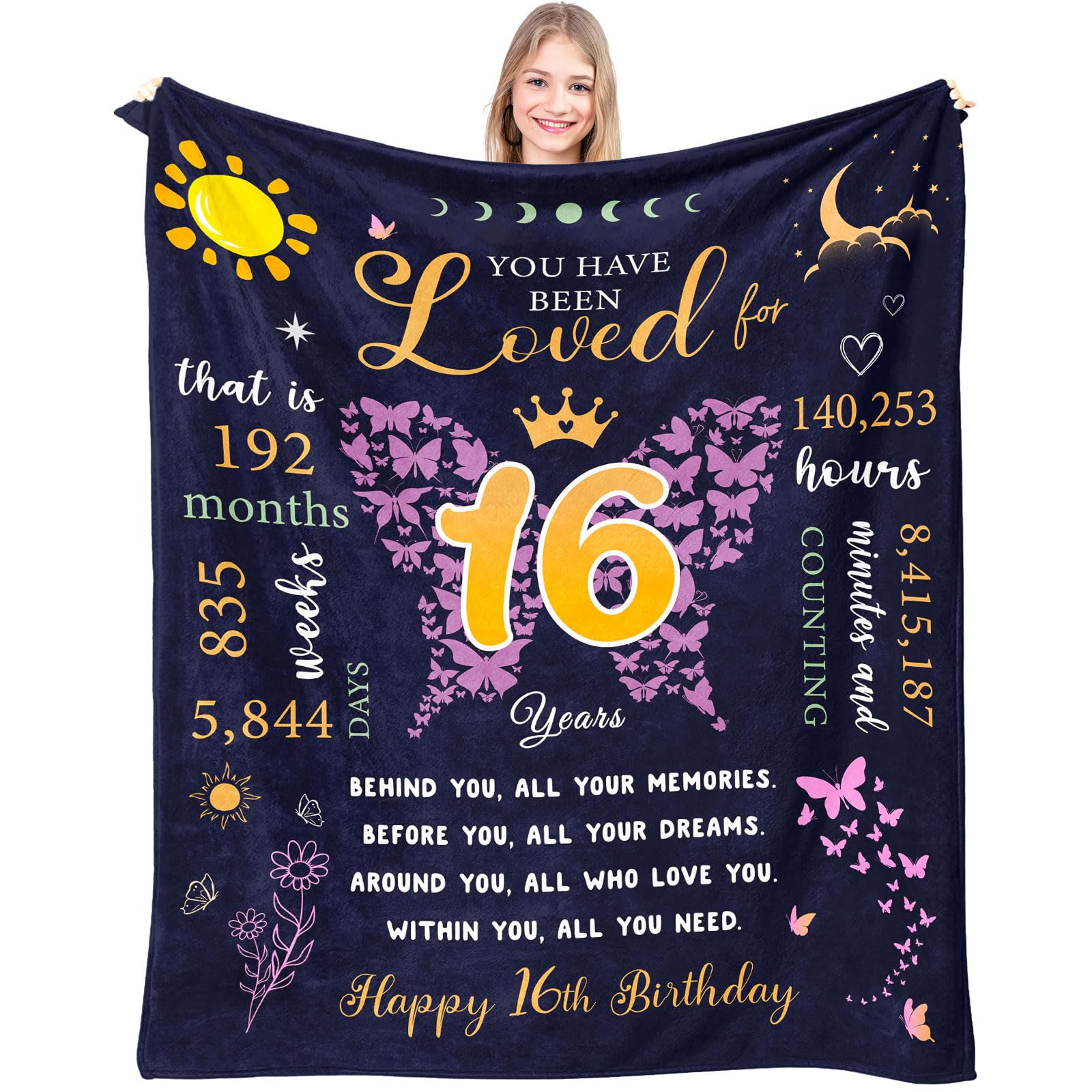 Sweet 16 Gifts for Girls, 16th Birthday Gifts for Girls, Gifts for 16 Year Old Girl, Sweet Sixteen Gifts for Girls,16 Year Old Girl Birthday Gift Ideas, Sweet 16 Birthday Decorations Blanket 60"X50"