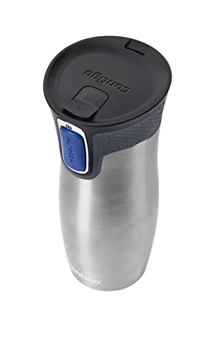 Contigo West Loop Autoseal Travel Mug, Stainless Steel Thermal Mug, Vacuum Flask, Leakproof Tumbler, Coffee Mug with BPA Easy-Clean Lid, 470 ml, Stainless Steel