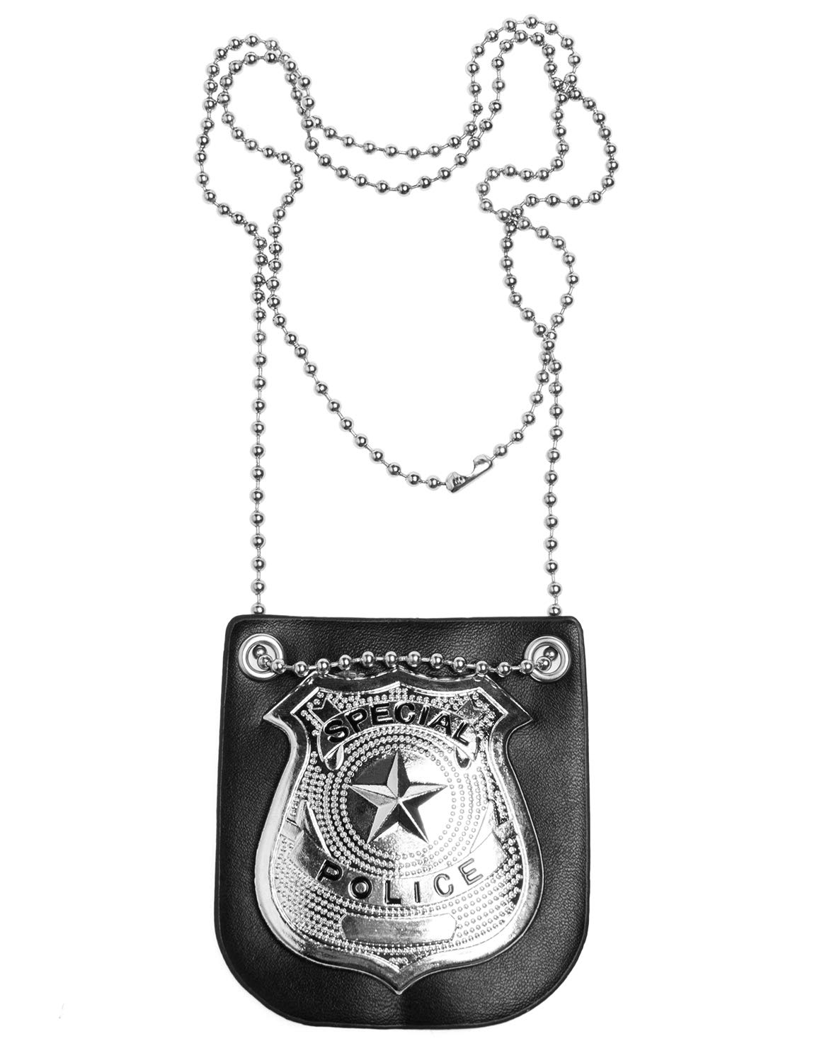 Joy Join Kids Police dress up Accessories Pretend Play Special Police Badge with Chain(Black)