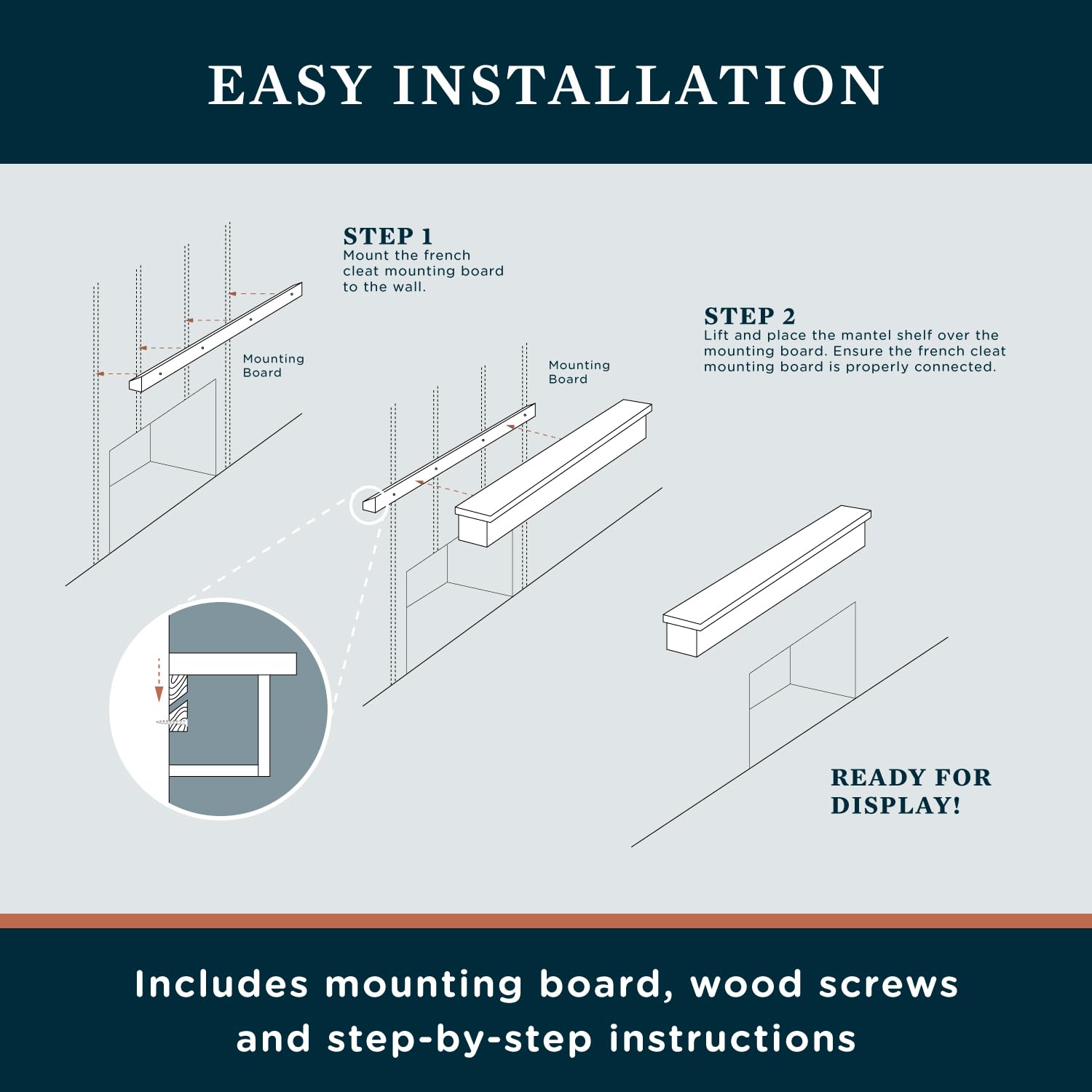 MANTELSDIRECT Mantels Direct Salem Wood Mantel Shelf with Corbels - Aged Cherry 60 Inch | Distressed Wooden Rustic Wall Mounted Shelf Perfect for Electric Fireplaces and More!
