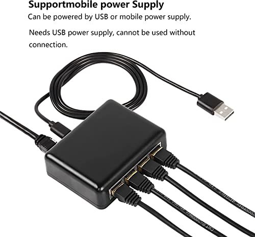 SinLoon RJ45 Network Splitter Adapter Gigabit,1000Mbps Ethernet Cable Splitter, Cat5,Cat6,Cat7,RJ45 Network Extension Connector,Four Devices Share The Internet at The Same Time (Black Gigabit 1 to 4)