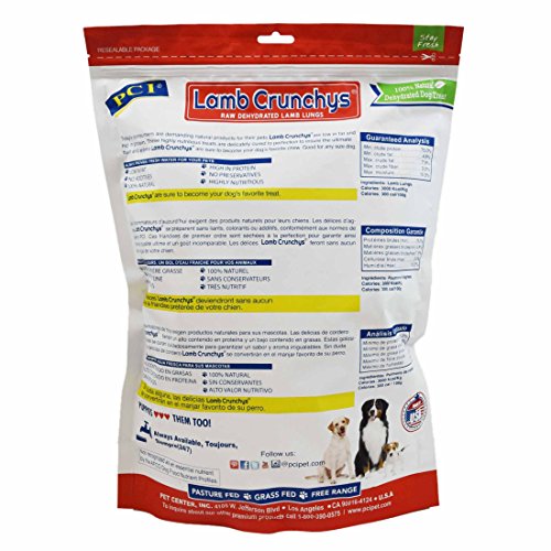 PCI Pet Center Inc. Lamb Crunchys Raw Dehydrated Lamb Lungs Dog Treats, 16 Ounce Pack, LAM-016MC
