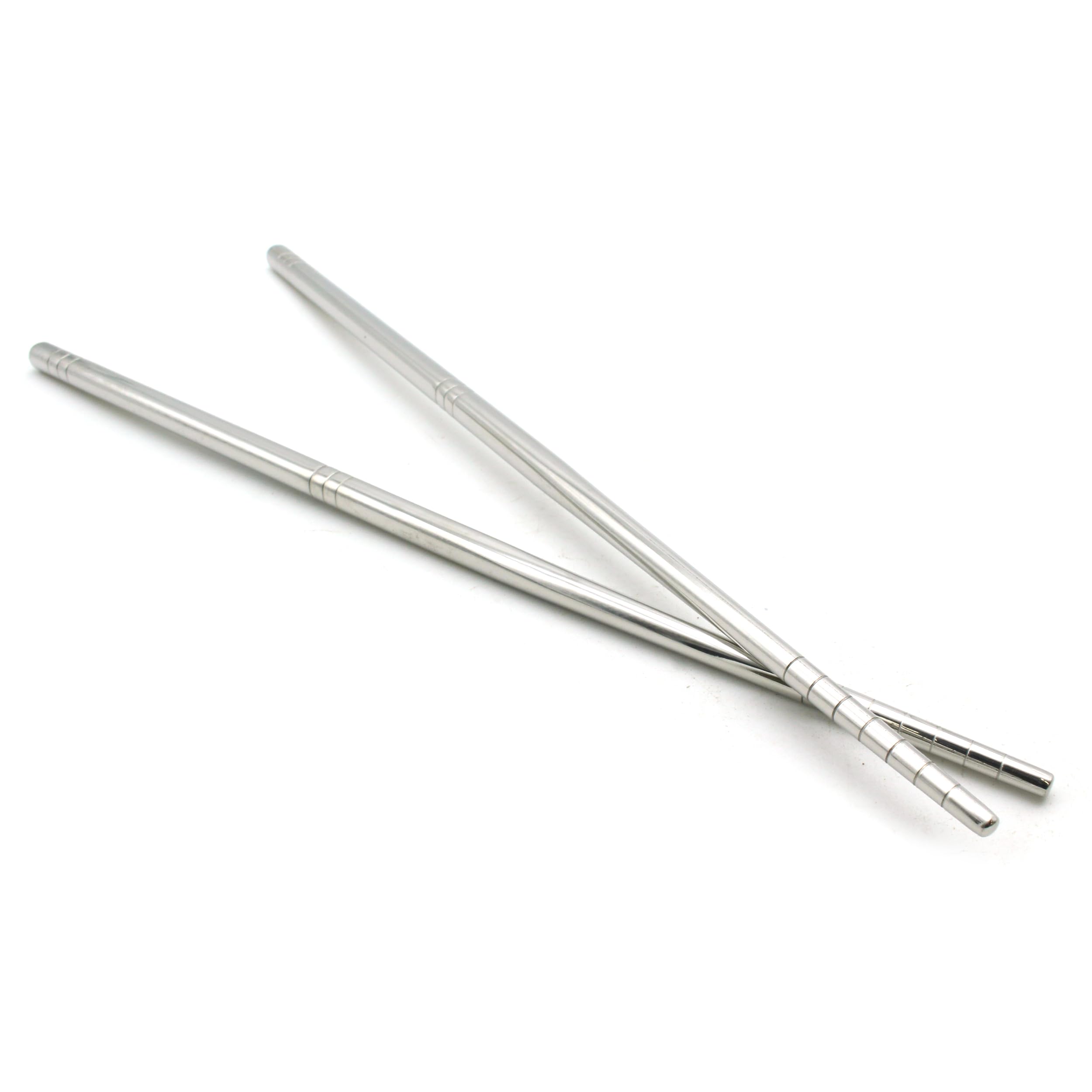 TMAX Smooth Stainless Steel Chopsticks - 5 Pairs Silver Reusable Dishwasher Safe Metal Chopsticks - Square Lightweight Chop Sticks - Easy to Use and Clean (No Color Fading)