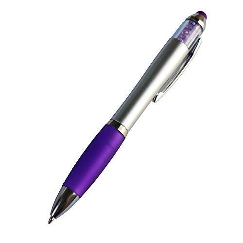 MiSiBao Stylus Pens for Touch Screens, Medium Point Pens with Crystals for Women and Kids Black Ink Pen with Stylus Ballpoint Pens with Comfort Grip for The Ipad(5 Count+3 Refills)
