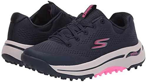 Skechers Women's Go Arch Fit Golf Shoe, Navy/Pink, 8