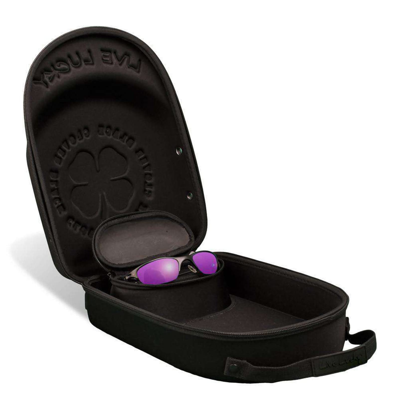 Black Clover Hat Caddy - Protects Up to 6 Hats W/Sunglasses Grey - Adjustable