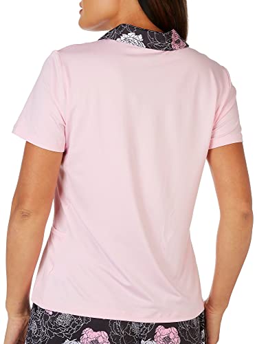 Coral Bay Golf Petite Solid Short Sleeve Golf Polo Large Petite Pink Multi