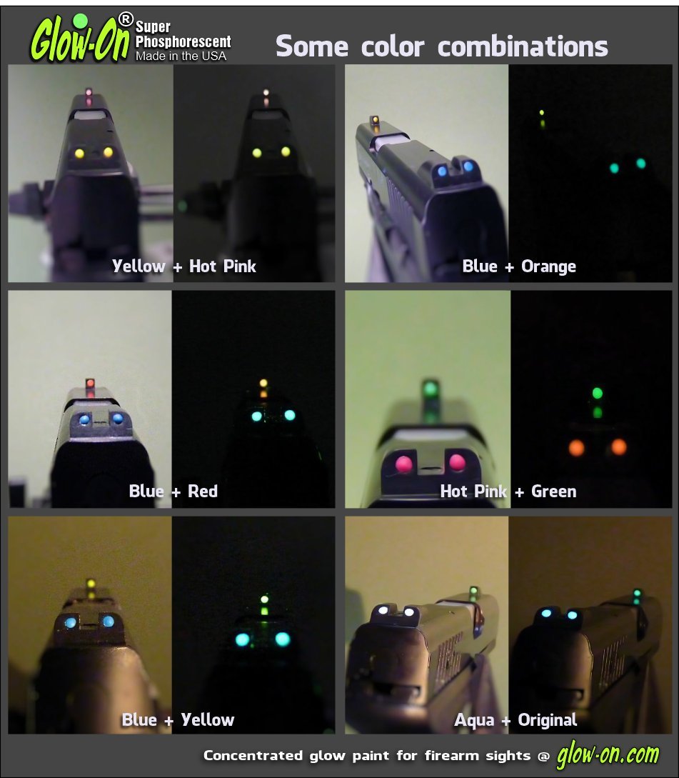 Glow-On Original, Original White Day Color and Green Glow. Gun Night Sights Paint, Small 2.3 ml vial. Concentrated Bright, Long Lasting Glow.