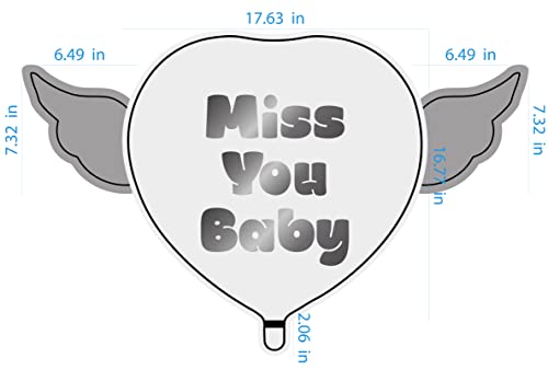 Miss You Baby Heavenly Balloons heart shaped with angel wings (Purple)