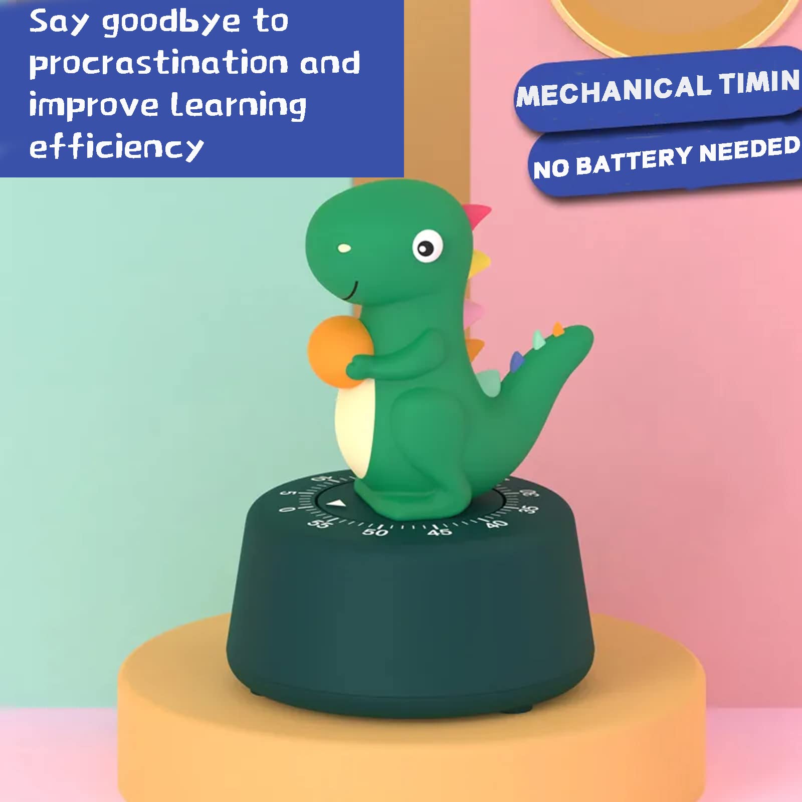 Cute Kitchen Timer Cartoon Dinosaur Timer Mechanical Counters Timer Animal Digital Countdown Timer for Housewife Office Worker Student (Dark Green)