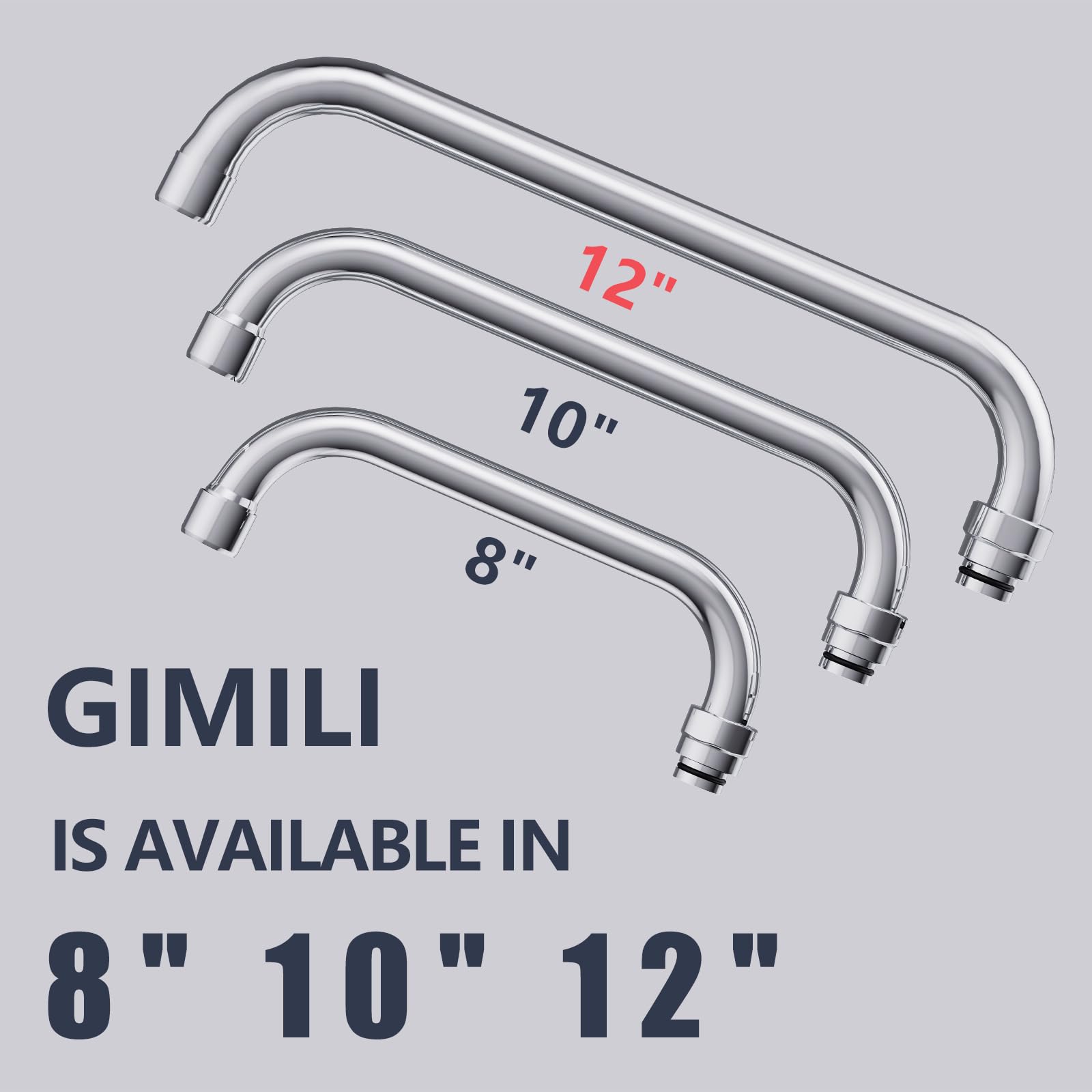 GIMILI Wall Mount Commercial Sink Faucet with 12” Swivel Spout Polish Chrome Brass Utility Sink Faucet for Kitchen Laundry Restaurant Industrial Compartment Sink(Include 90 Degree Adapters)