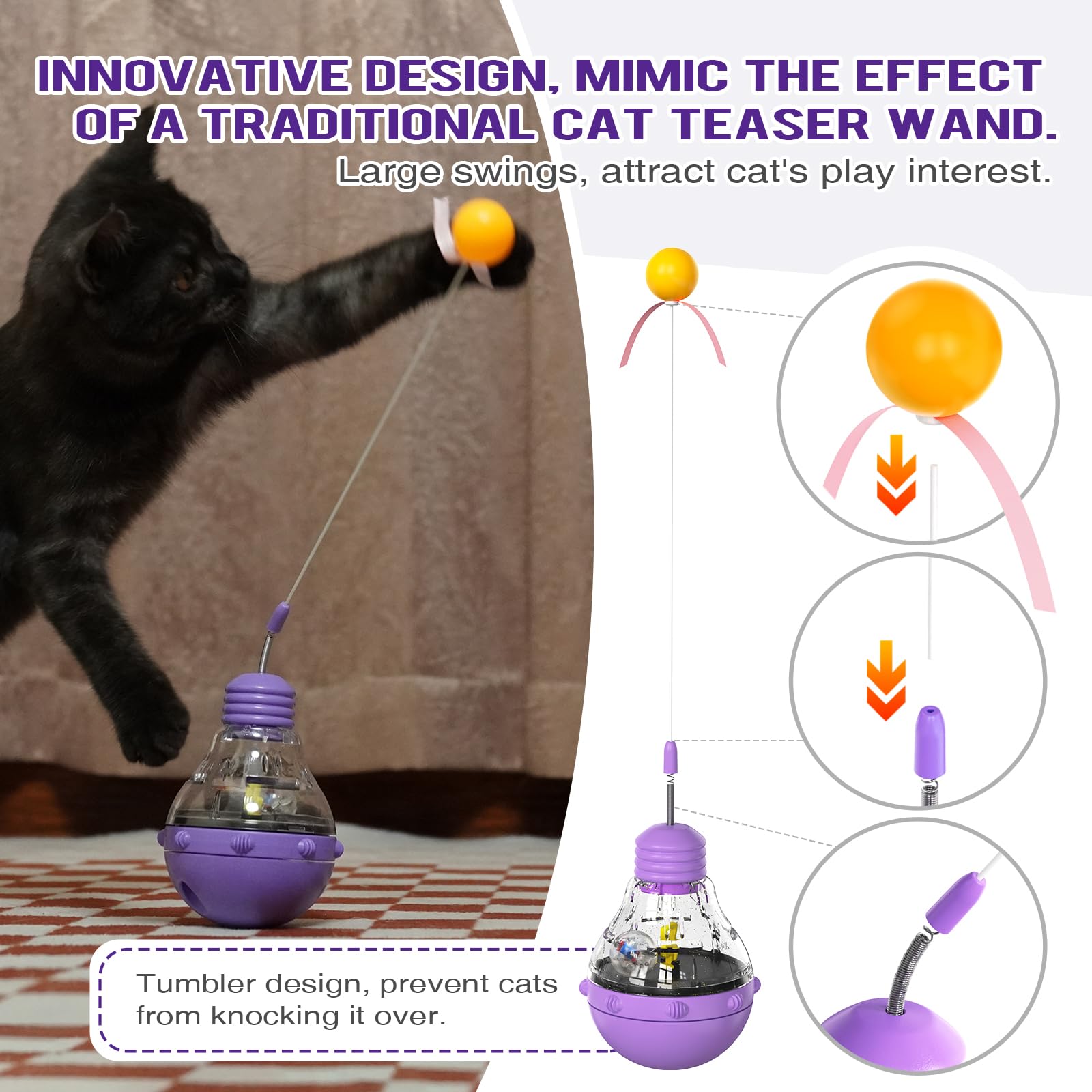 FuFuPet Interactive Cat Toy - Treat Dispenser and Puzzle Ball for Engaging Playtime (Pink)
