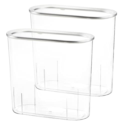 Okllen 2 Pack Plastic Small Trash Can, Clear Rectangle Wastebasket Trash Bin, Garbage Container Slim Trash Can for Bathroom, Kitchen, Dorm, Home, Office, 12.4" L x 5.3" W x 11" H