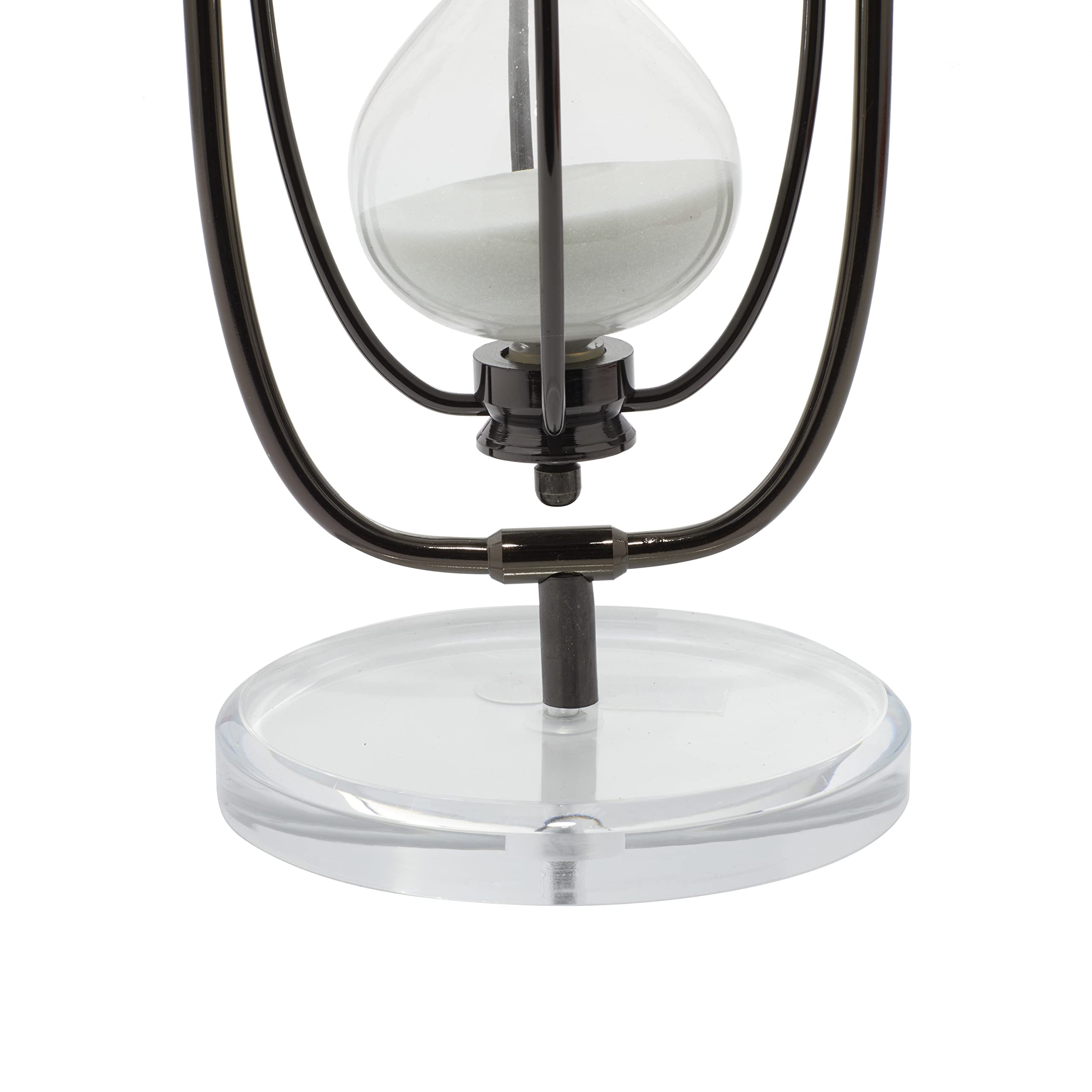 Deco 79 Sophisticated Metal Glass Acrylic Sand Timer, Black, 6”L x 6”W x 12”H, (53422)