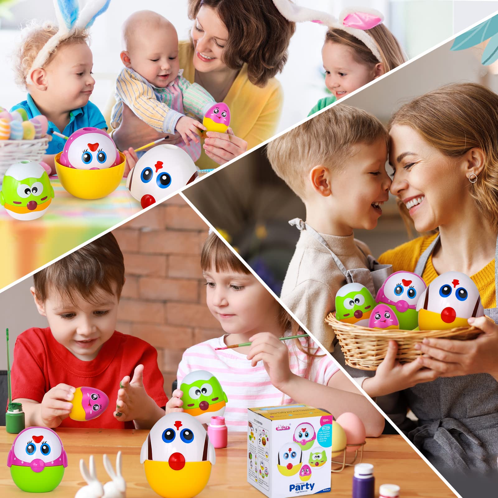 CAPTAIN CHAOWING Easter Egg Toys for Toddlers,Easter Nesting & Stacking Eggs,Easter Basket Stuffers for Baby 18 Months+, Easter Chicken Matching Toys,Easter Gift for Kids 1 2 3 Years Old