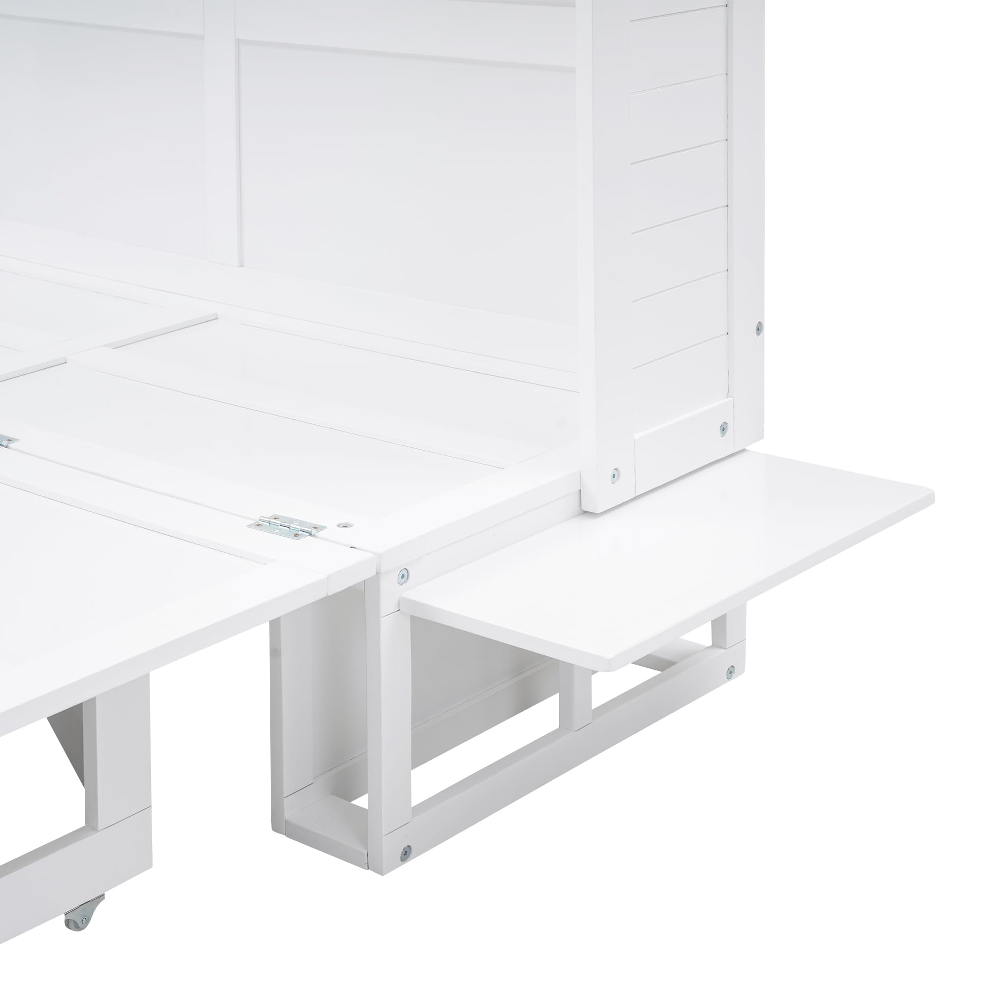 BIADNBZ Queen Size Murphy Bed, Space-Saving Wall Cabinet Beds with Bookcase Storage, Bedside Shelves and a Big Drawer for Guest Room Home, White