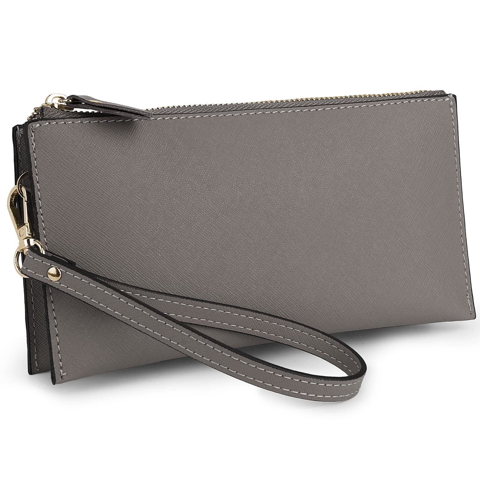 YALUXE Women's RFID Protected Wristlet Clutch Cell Phone Wallet Multi Card Organizer Zip Purse Genuine Leather
