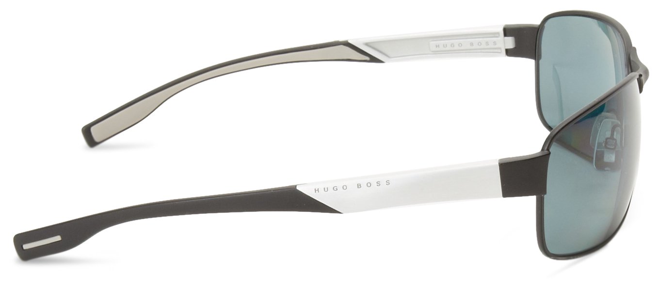 BOSS by Hugo Boss Sunglasses (Safilo Group) Men's 0569/P/S Polarized Rectangular Sunglasses, Matte Black, 65 mm