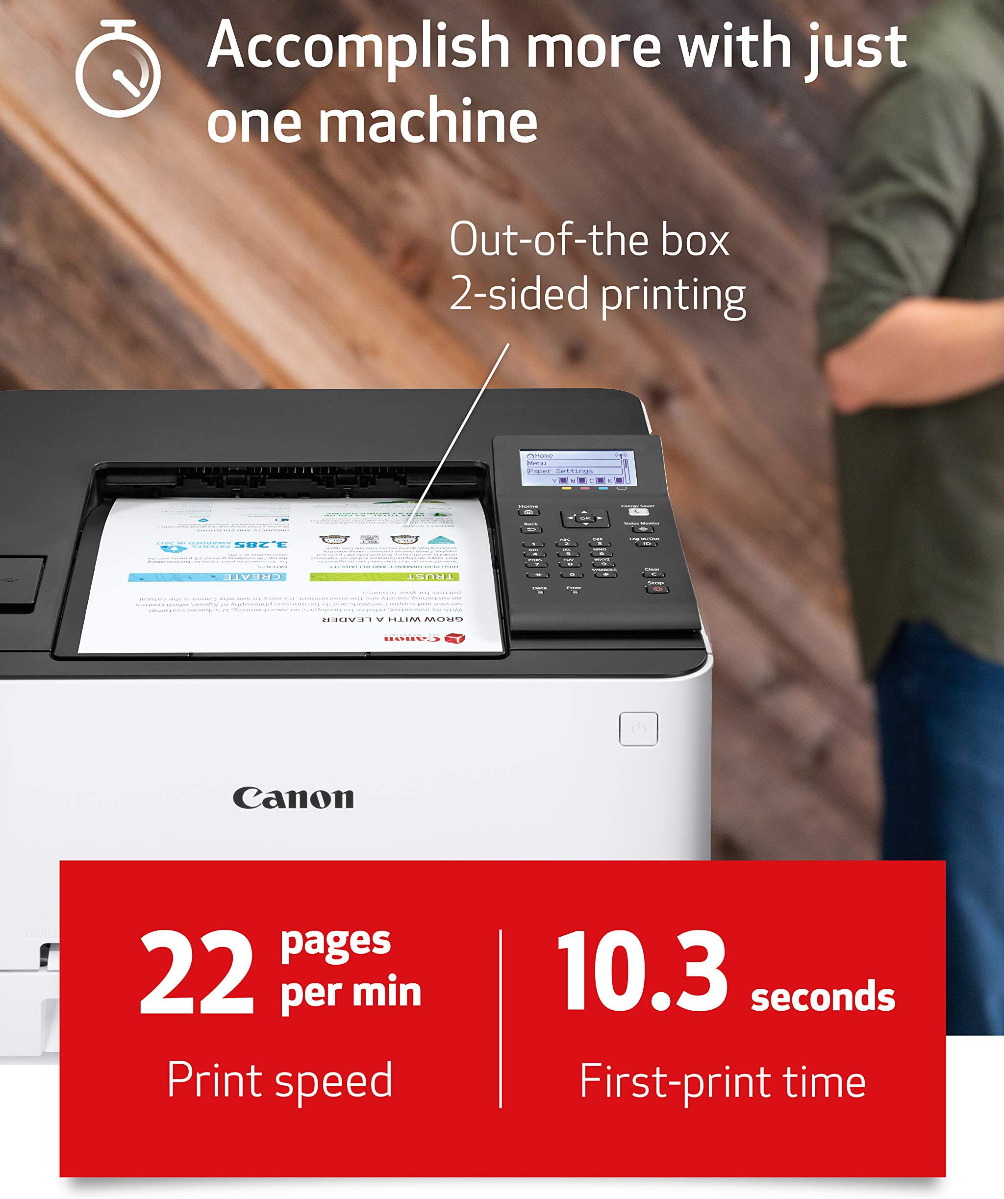Canon Color imageCLASS LBP622Cdw Wireless Single-Function Laser Printer - Print only - 5-line LCD, 22 ppm, 600 x 600 dpi, 1GB Memory, Auto 2-Sided Printing, 8.5 x 14, USB, Ethernet