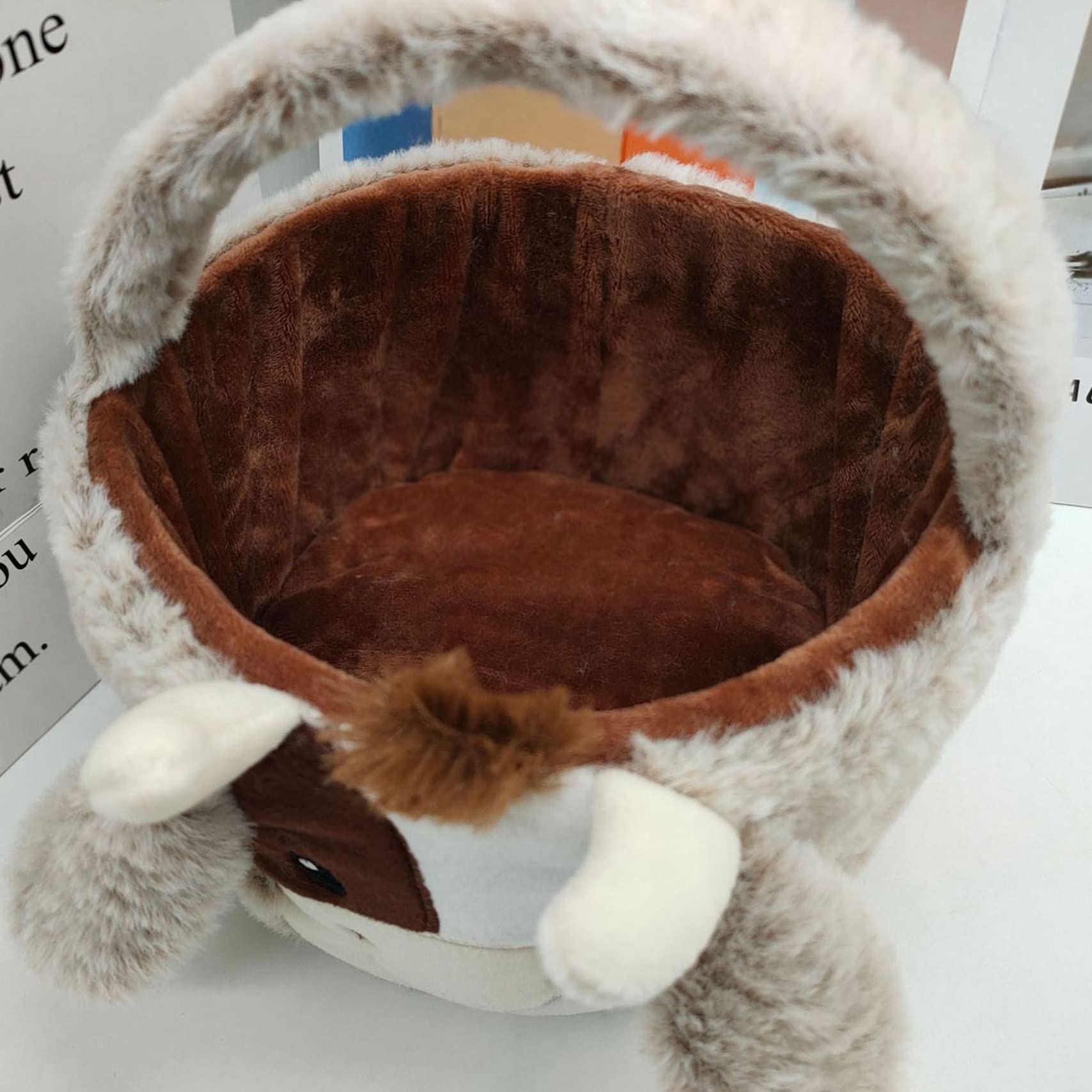 Cute Plush Cow Easter Basket for Kids, Cow Easter Buckets with Plush Ear, Candy Buckets Storage Tote Bag Easter Decorations (Cow Easter Basket, 7.9"L x 7.9"W x 9.8"H)