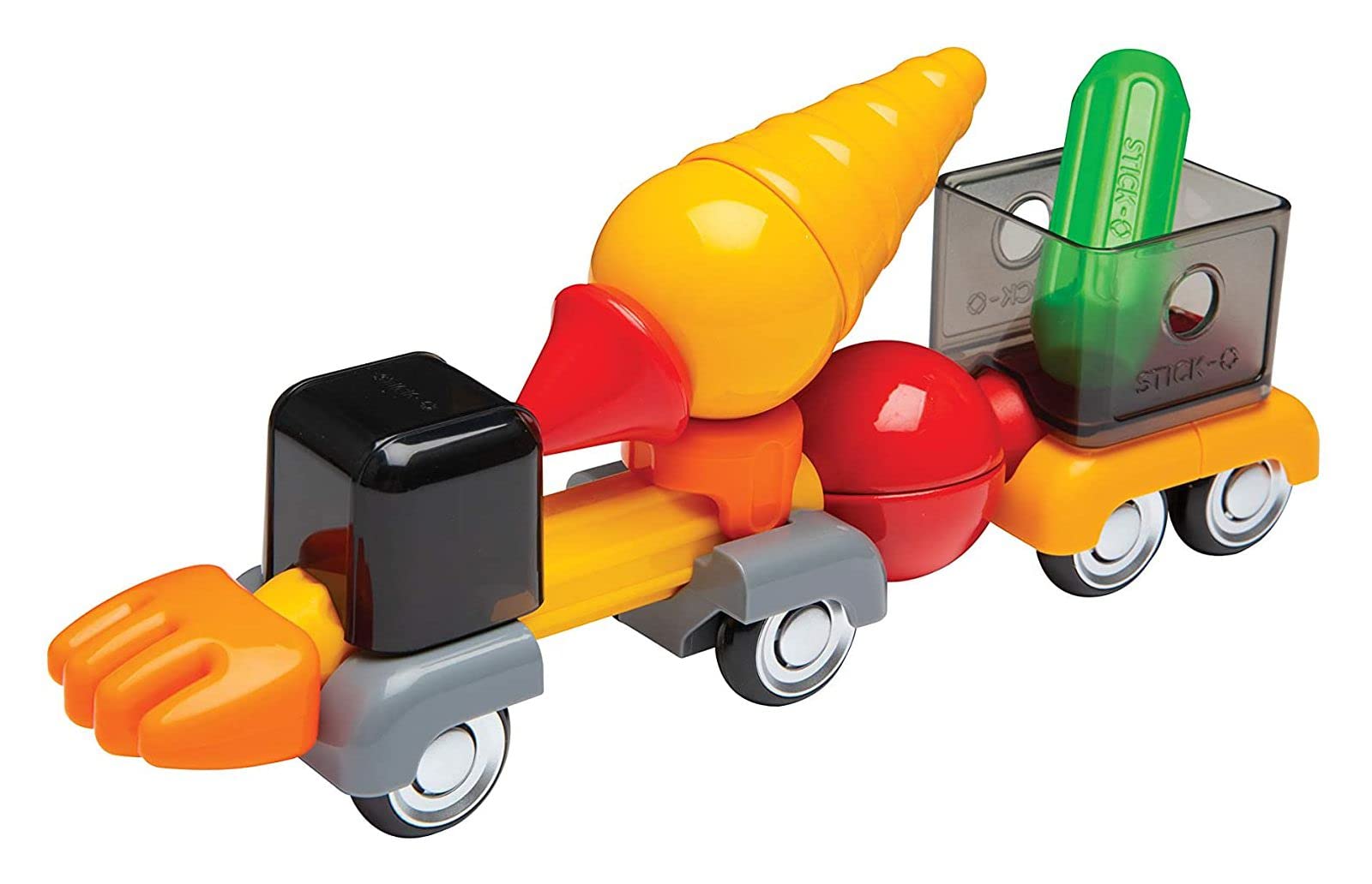 STICK O Construction 26 Piece Magnetic Building Set, Rainbow Colors, Educational STEM Construction Toy Ages 36M+