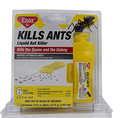 Enoz Kills Ants Liquid Ant Killer, Attracts and Kills The Queen Ant and The Colony Ants (Pack of 6, 36 Baits Total)
