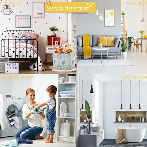 visesunny Hedgehog Spring Flower Meadow Laundry Baskets Fabric Storage Bin Storage Box Collapsible Storage Basket Toy Clothes Shelves Basket for Bathroom,Bedroom,Nursery,Closet,Office