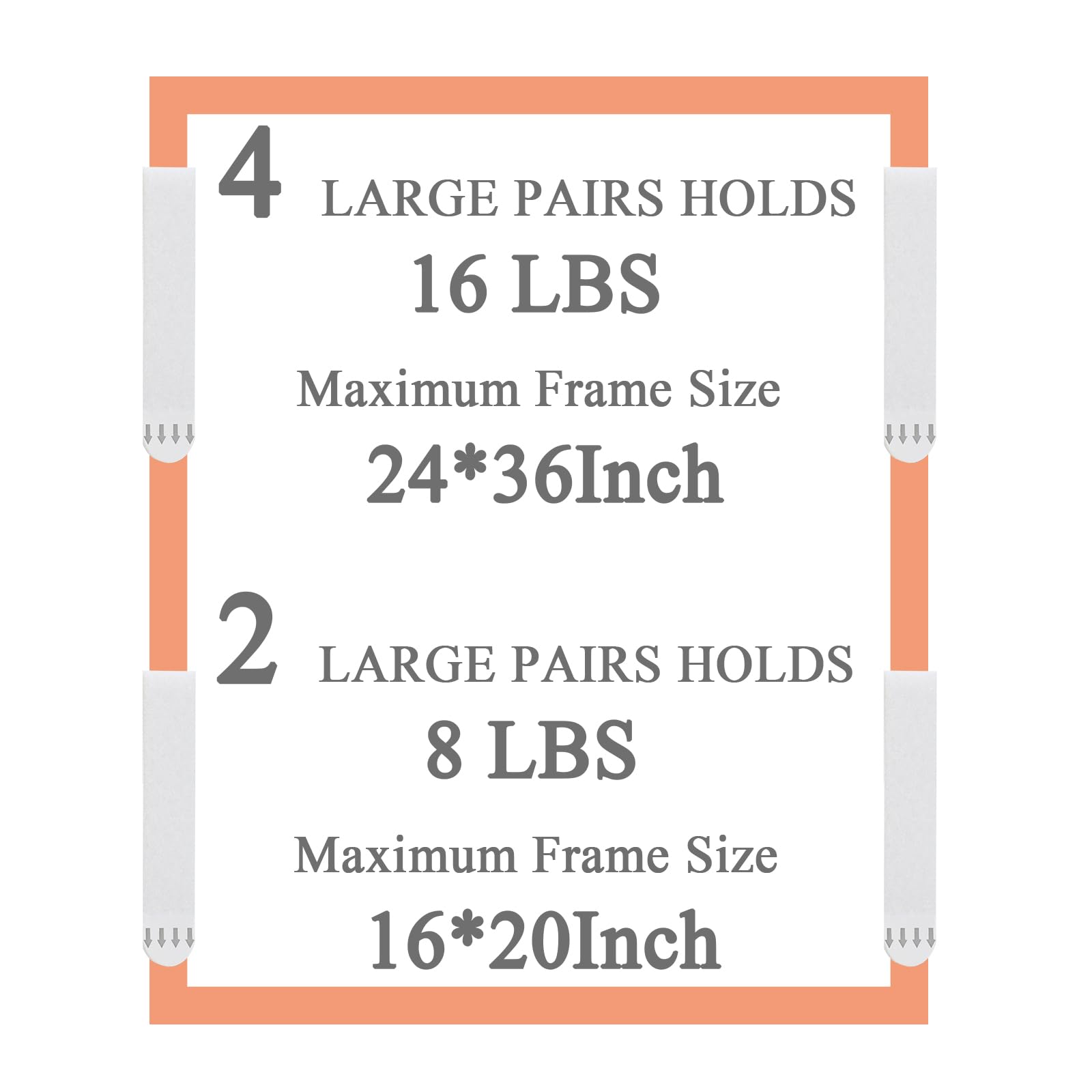 Gisde Large Picture Hanging Strips Heavy Duty, 16-Pairs(32 Strips) Sticky Picture Hangers for Walls No Damage Wall Picture Hangers Without Nails Refill Adhesive Poster Strips
