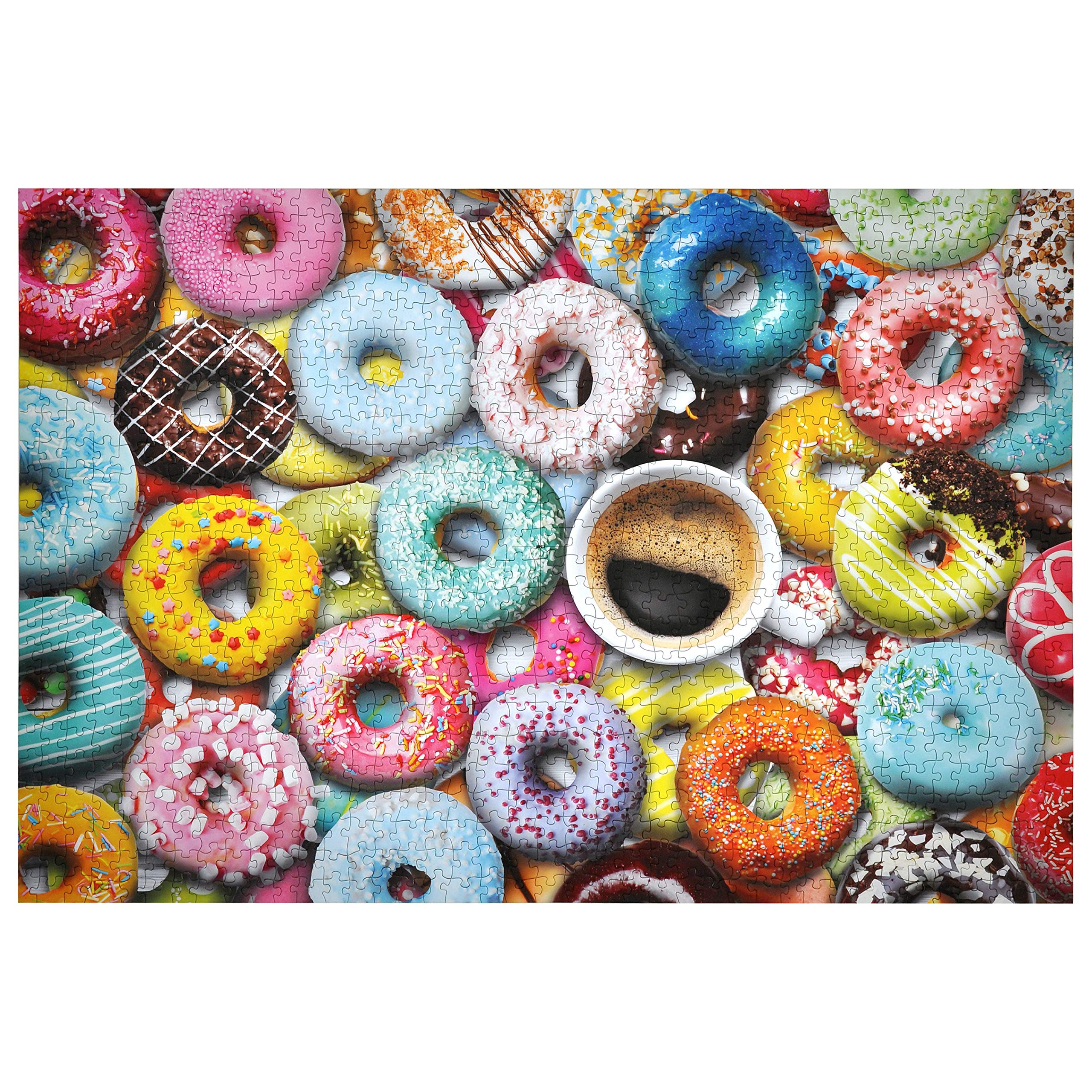 JOYIN 2 Packs 1000 Pcs Donuts and Cupcakes Puzzles, Seamless Snacks Jigsaw Puzzles for Kids Adults (28" x 20"), Premium Quality Fun Family Challenging Puzzles for Brithday