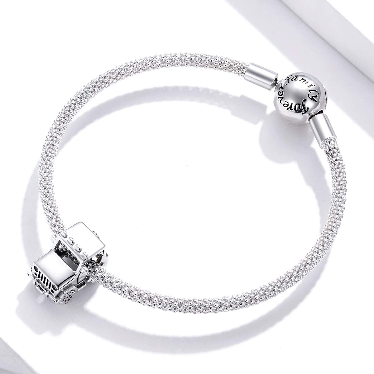 BISAER 925 Sterling Silver Car Charms Vehicle Travel Beads Charm for Bracelets Jewelry Gifts