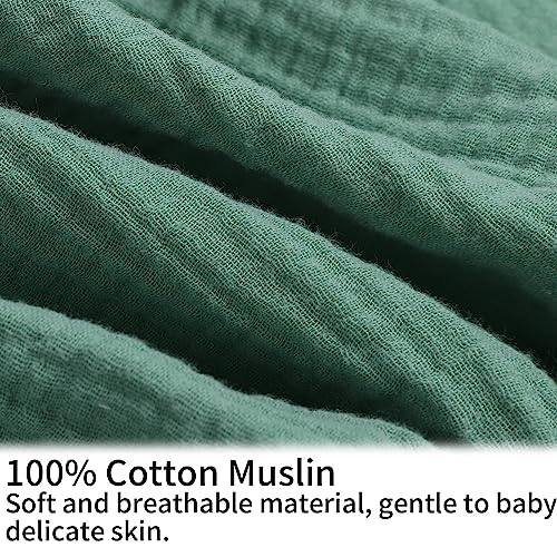 Muslin Nursing Pillow Cover Soft 100% Cotton Feeding Pillow Slipcover Fits Standard Infant Nursing Pillow or Positioner for Boy and Girl, Green