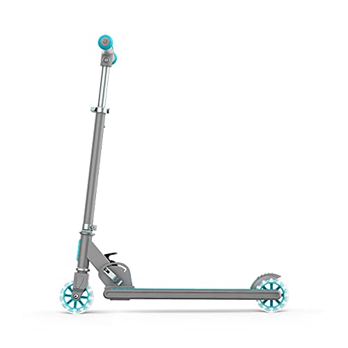Jetson Scooters - Leo Kick Scooter (Blue) - Collapsible Portable Kids Push Scooter - Lightweight Folding Design with High Visibility RGB Light Up LEDs Wheels and Adjustable Height Handlebars