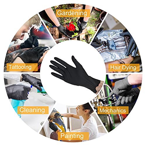 Borje Black Nitrile Disposable Gloves 4 Mil Large, Powder & Latex Free, 200 Pcs for Food Prep, Cleaning Gloves